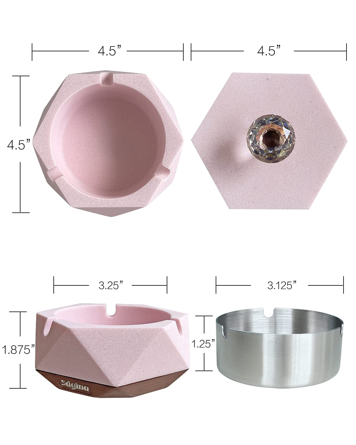 Cute Ashtray for Women, Unique Design Ashtray with Lid and Removable Liner, Easy to Clean, Perfect Pink Ash Trays Indoor, Funny Ashtray Gift for Cigarette Smokers