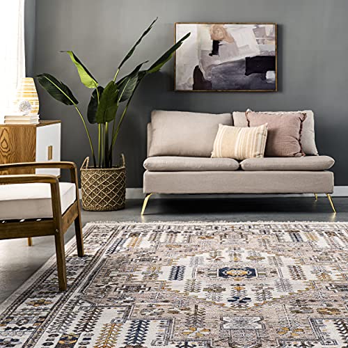 nuLOOM Jocelyn Global Inspired Medallion Fringe Area Rug, 3' x 5', Beige