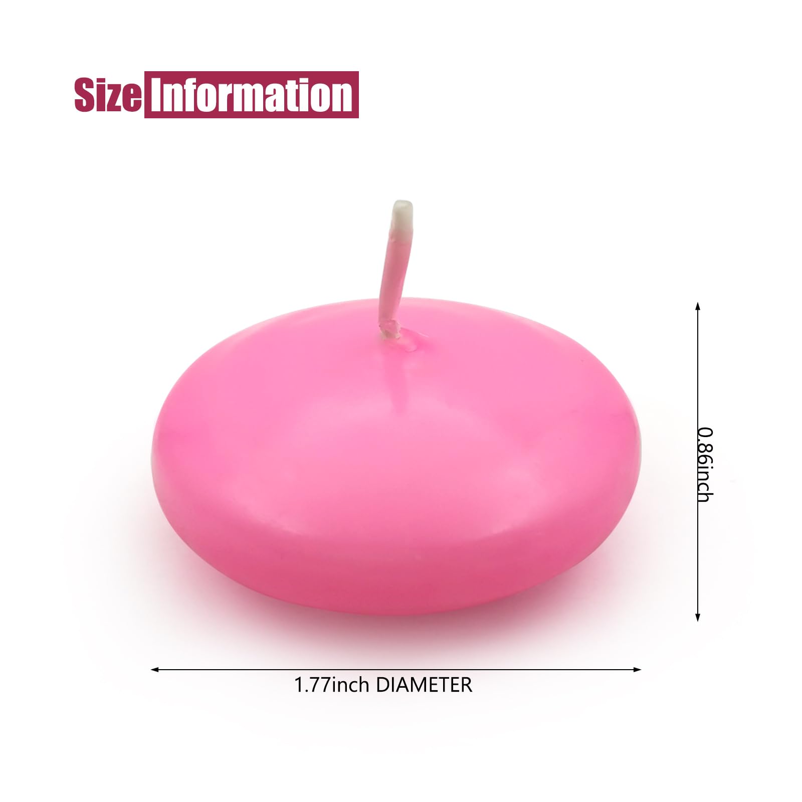 6 PCS Floating Candles, Pink Unscented Dripless Wax Burning Candles 1.77 Inch Diameter Floating Candles Discs for Cylinder Vases, Weddings, Pool Party, Wedding, Holiday, Home Decor (Pink)