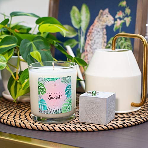 Kate Bissett Baubles Caribbean Sunsent Scented Premium Candle and Jewelry with Surprise Ring Inside | 10 oz Large Candle | Made in USA | Parrafin Free | Size 07
