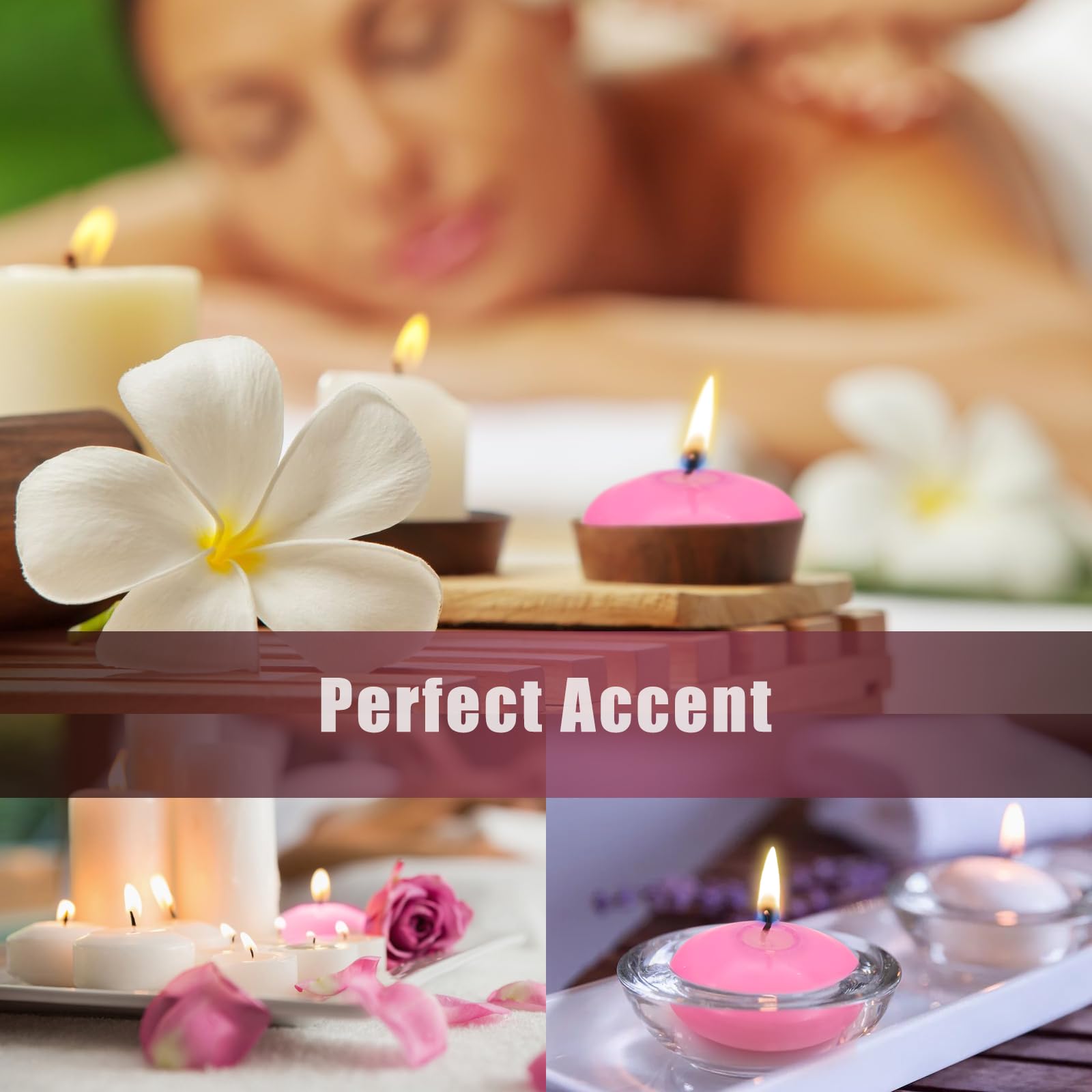 6 PCS Floating Candles, Pink Unscented Dripless Wax Burning Candles 1.77 Inch Diameter Floating Candles Discs for Cylinder Vases, Weddings, Pool Party, Wedding, Holiday, Home Decor (Pink)