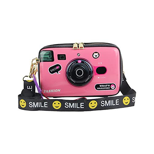 KUANG! Women Fashion Camera Shaped Crossbody Handbag PU Leather Vintage Shoulder Bag Novelty Clutch Box Girls Purse