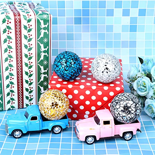 8 Pieces Mosaic Glass Orbs Balls Mosaic Sphere Glass Globe Decorative Orbs Centerpiece Balls Decorative Glass Balls for Bowls Vases Dining Table Centerpiece Decor