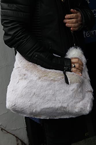 LONI Womens Faux Fur Hobo Crossbody Shoulder Bag Animal Print Handbag