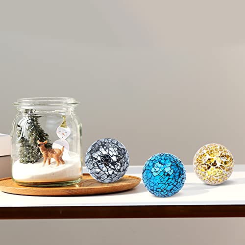 8 Pieces Mosaic Glass Orbs Balls Mosaic Sphere Glass Globe Decorative Orbs Centerpiece Balls Decorative Glass Balls for Bowls Vases Dining Table Centerpiece Decor