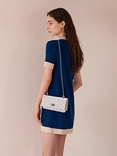 GM LIKKIE Clutch Purse for Women, Evening Envelope Quilted Wallet Bag, Crossbody Foldover Pearl Wedding Shoulder Handbag (Nude Pink)