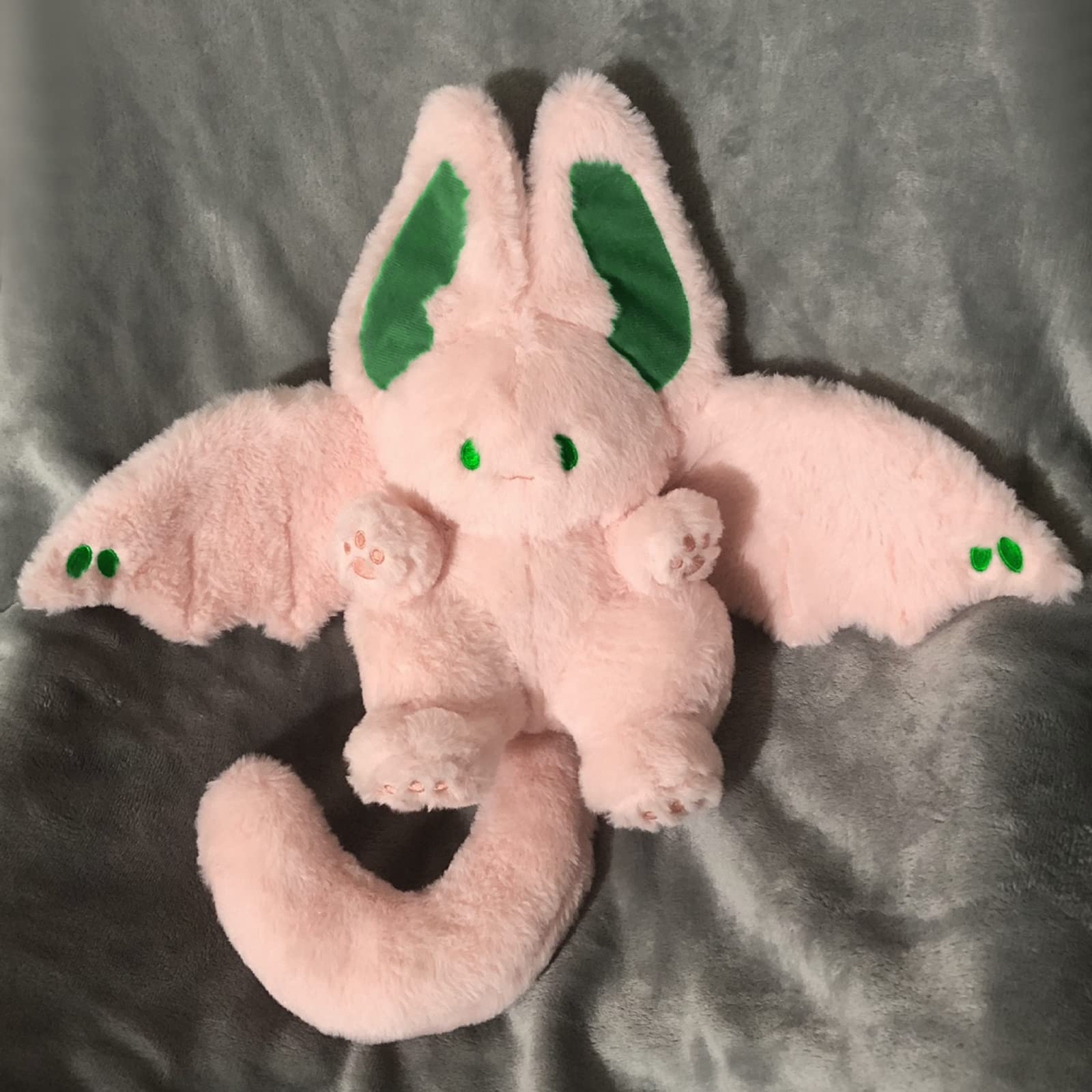 PEACH CAT Cute Bat Bunny Plush Pillow Kawaii Bat Rabbit Stuffed Animal for Kids Pink 12"