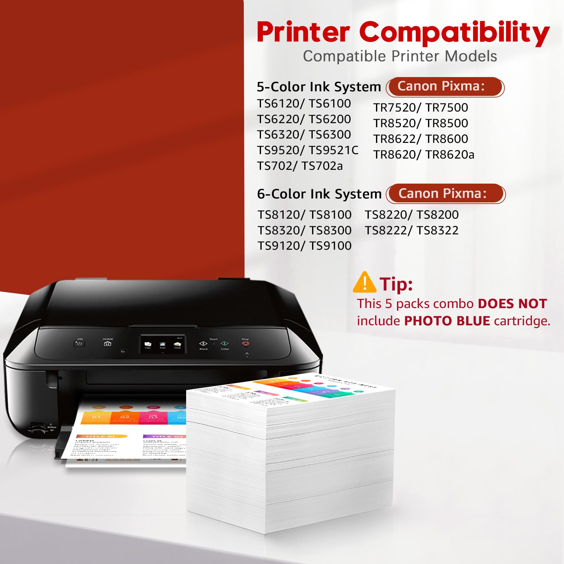Toner Kingdom Compatible Ink Cartridge Replacement for Canon 280 281 PGI-280XXL CLI-281XXL PGI 280 CLI 281 XXL Ink for PIXMA TR7520 TR8520 TS6120 TS6220 TS6320 TS8120 TS9120 TS9520 Printer (5 Pack)