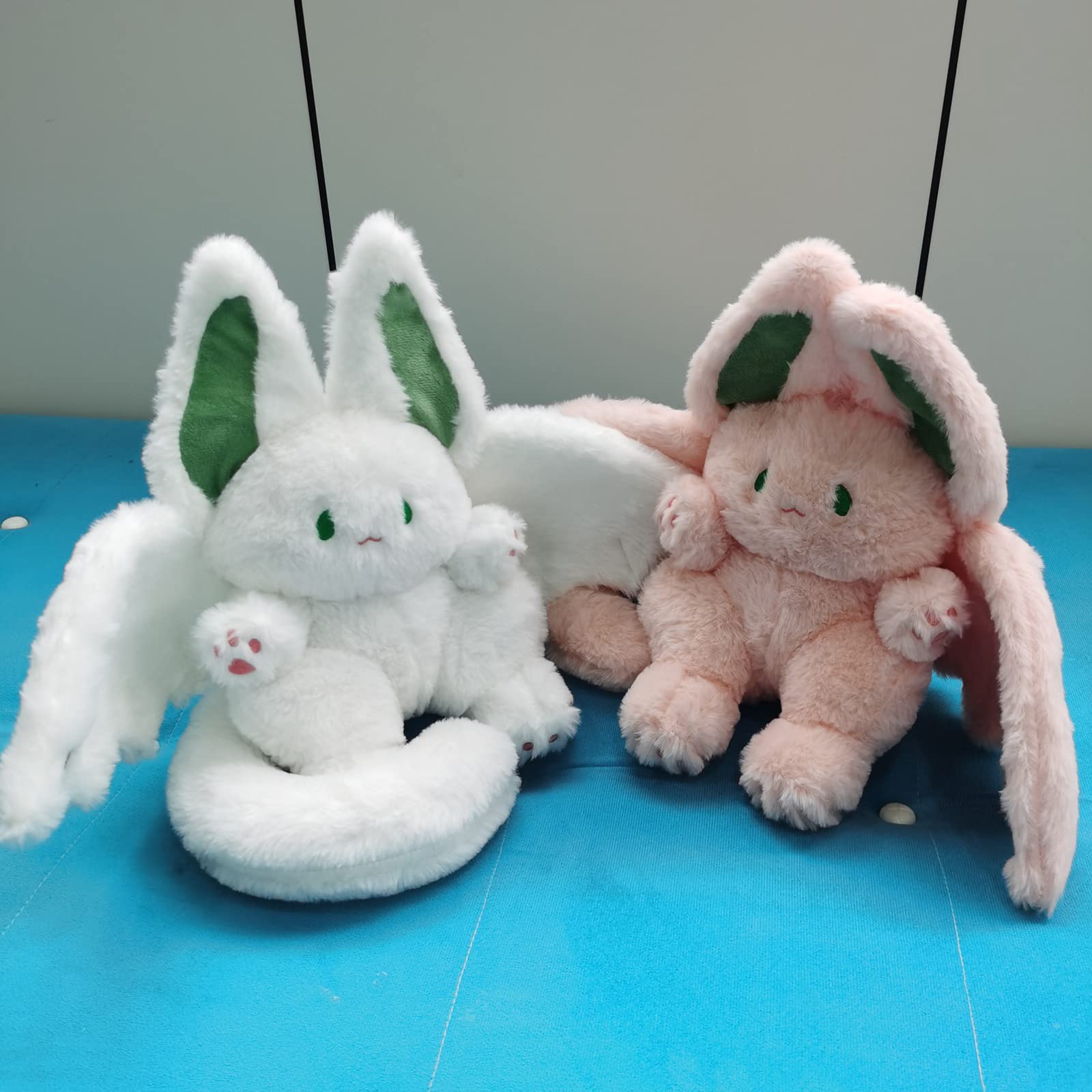 PEACH CAT Cute Bat Bunny Plush Pillow Kawaii Bat Rabbit Stuffed Animal for Kids Pink 12"