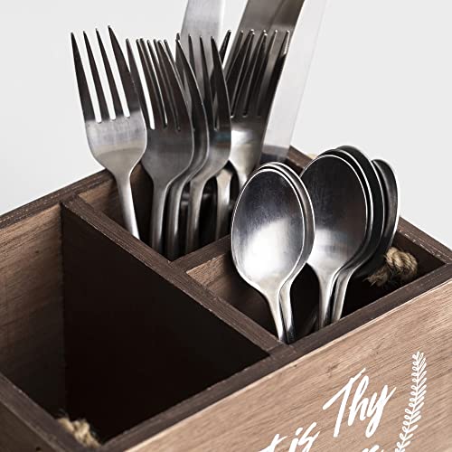 Great Is Thy Faithfulness Utensil Caddy Desk Organizer, 10.25 x 10.25, Brown