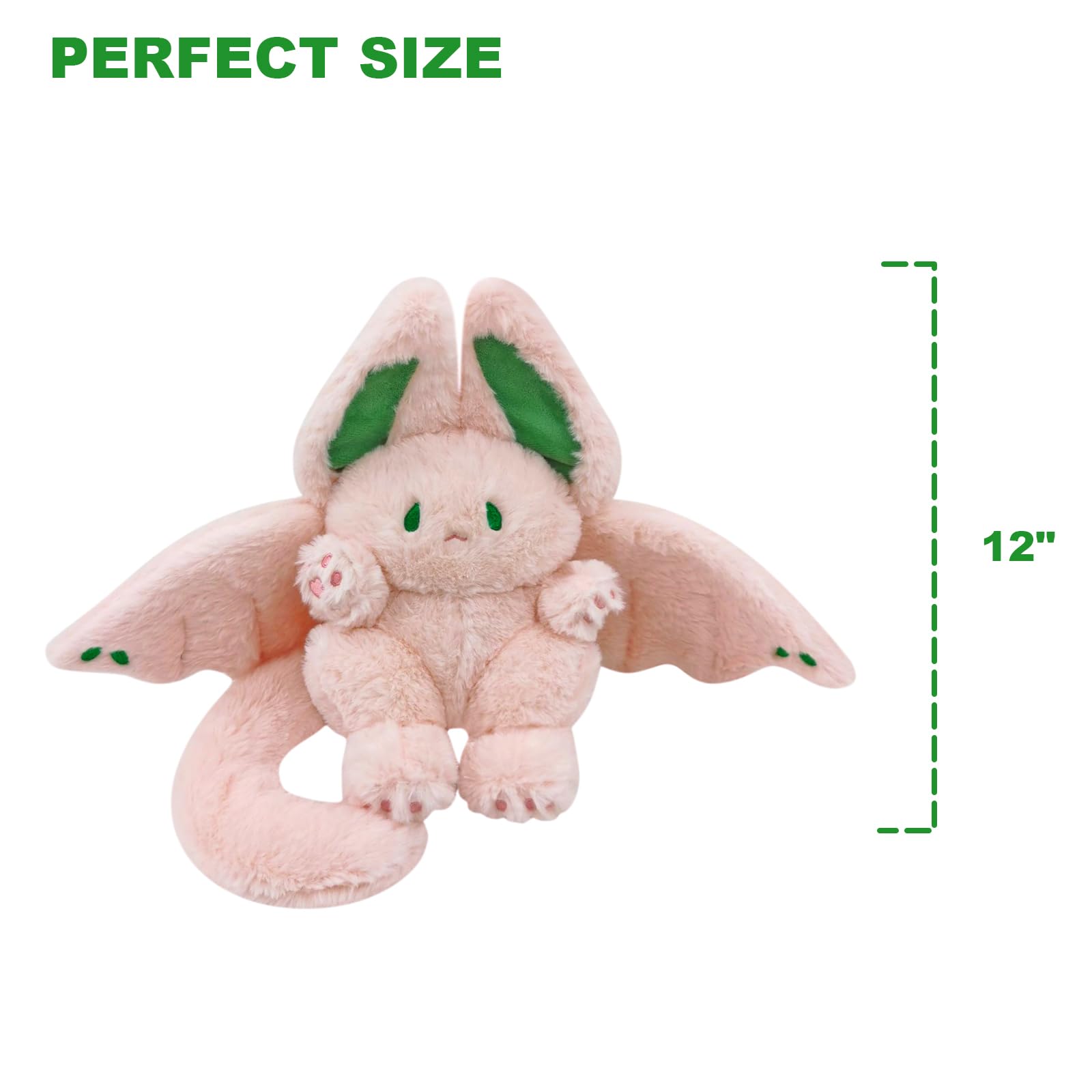 PEACH CAT Cute Bat Bunny Plush Pillow Kawaii Bat Rabbit Stuffed Animal for Kids Pink 12"