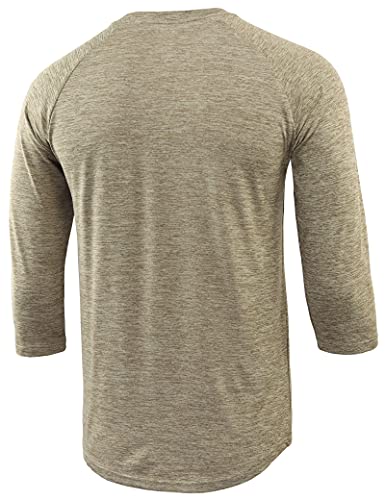 KNQR Men's Performance Quick Dry 3/4 Raglan Sleeve Active Outdoor Hiking Running Baseball T Shirts Asparagus Army XXL