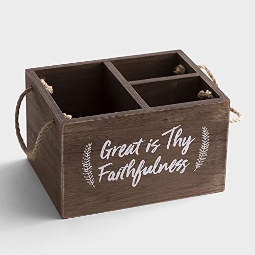 Great Is Thy Faithfulness Utensil Caddy Desk Organizer, 10.25 x 10.25, Brown