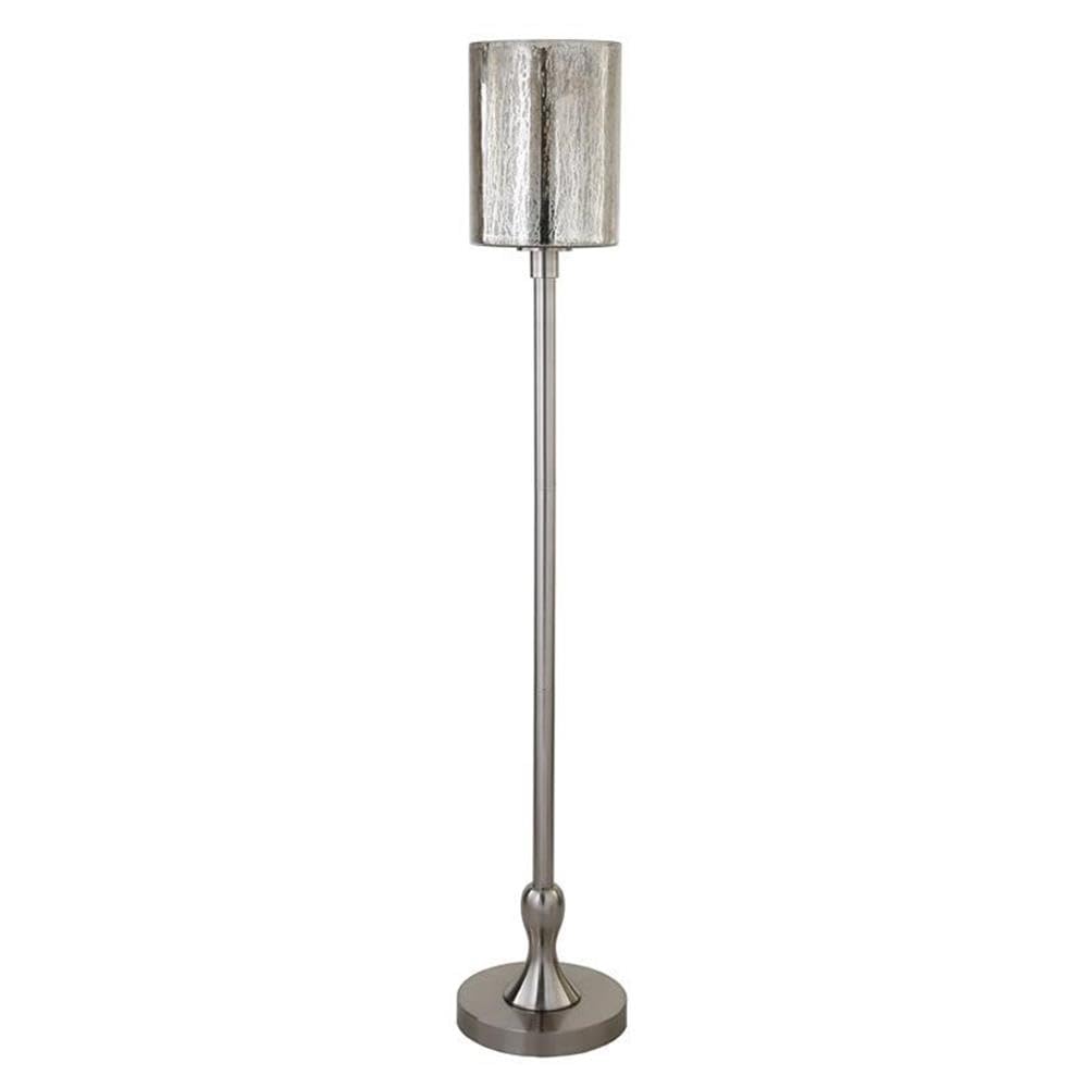 Numit 68.75" Tall Floor Lamp with Glass Shade in Brushed Nickel/Mercury Glass