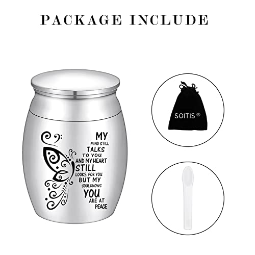 1.57 Inches Small Keepsake Urn for Human Ashes Butterfly Mini Urn Stainless Steel Ashes Holder Small Ash Urn