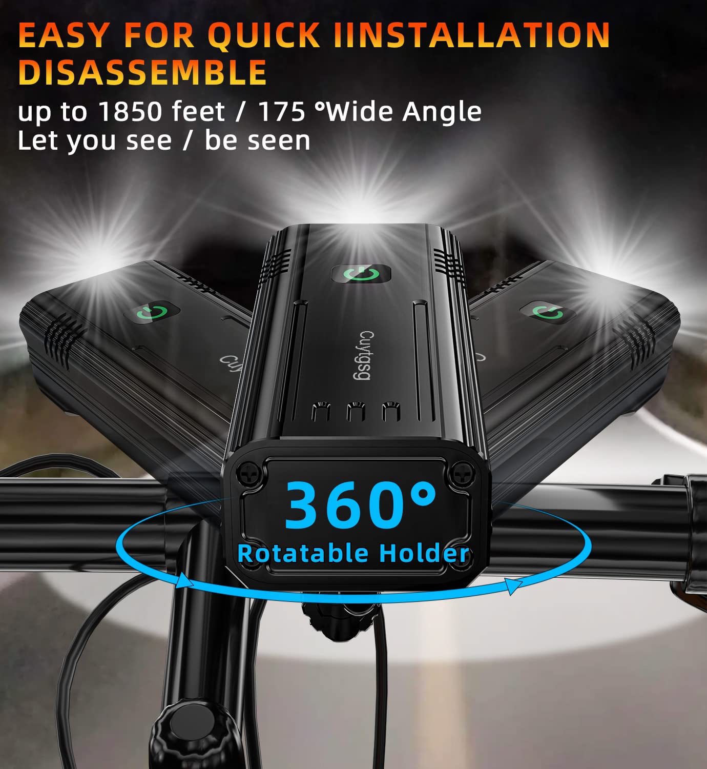 2025 New 6 LED 10000 Lumen Super Bright Bike Lights for Night Riding,360°Rotatable Bike Headlight,Bicycle Light-10 Modes,Runtime 36+ hrs,Upgrade Waterproof USB Rechargeable Bike Light,with Taillight