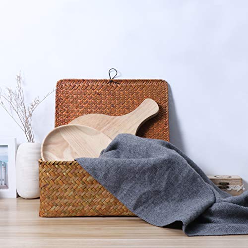 Vosarea 1PC Natural Seaweed Hand-Woven Box Woven Basket Storage Basket for Home Desktop Storage