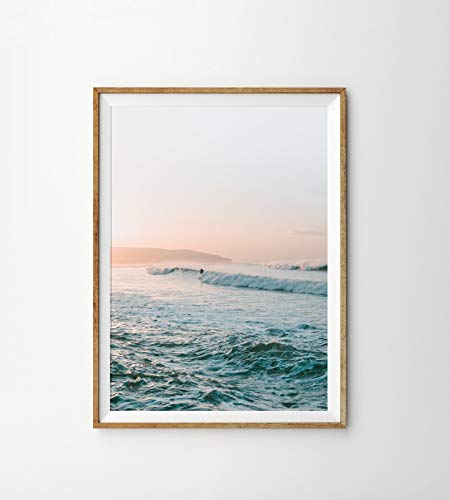 iMagitek Set of 6 Unframed California Coastal Surf Wall Art Prints, Beach Sunset Wall Poster, Surfboard Wall Art (8" x 10")