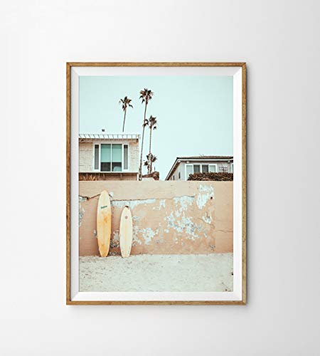 iMagitek Set of 6 Unframed California Coastal Surf Wall Art Prints, Beach Sunset Wall Poster, Surfboard Wall Art (8" x 10")