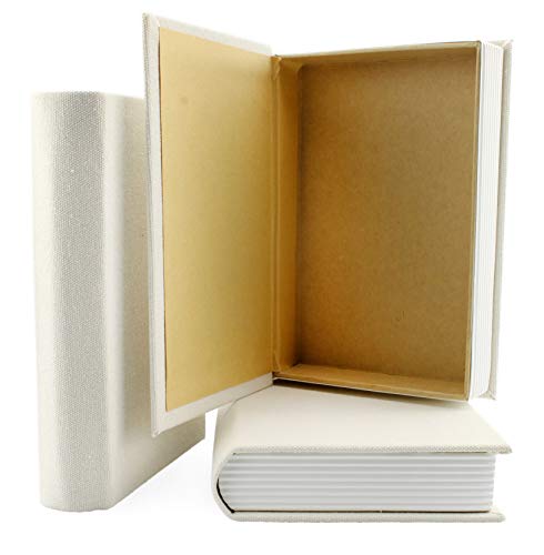 AuldHome Faux Book Stack (Cream); Blank Set of 3 Decorative Books for DIY Crafts and Home Decor