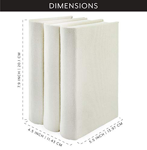 AuldHome Faux Book Stack (Cream); Blank Set of 3 Decorative Books for DIY Crafts and Home Decor