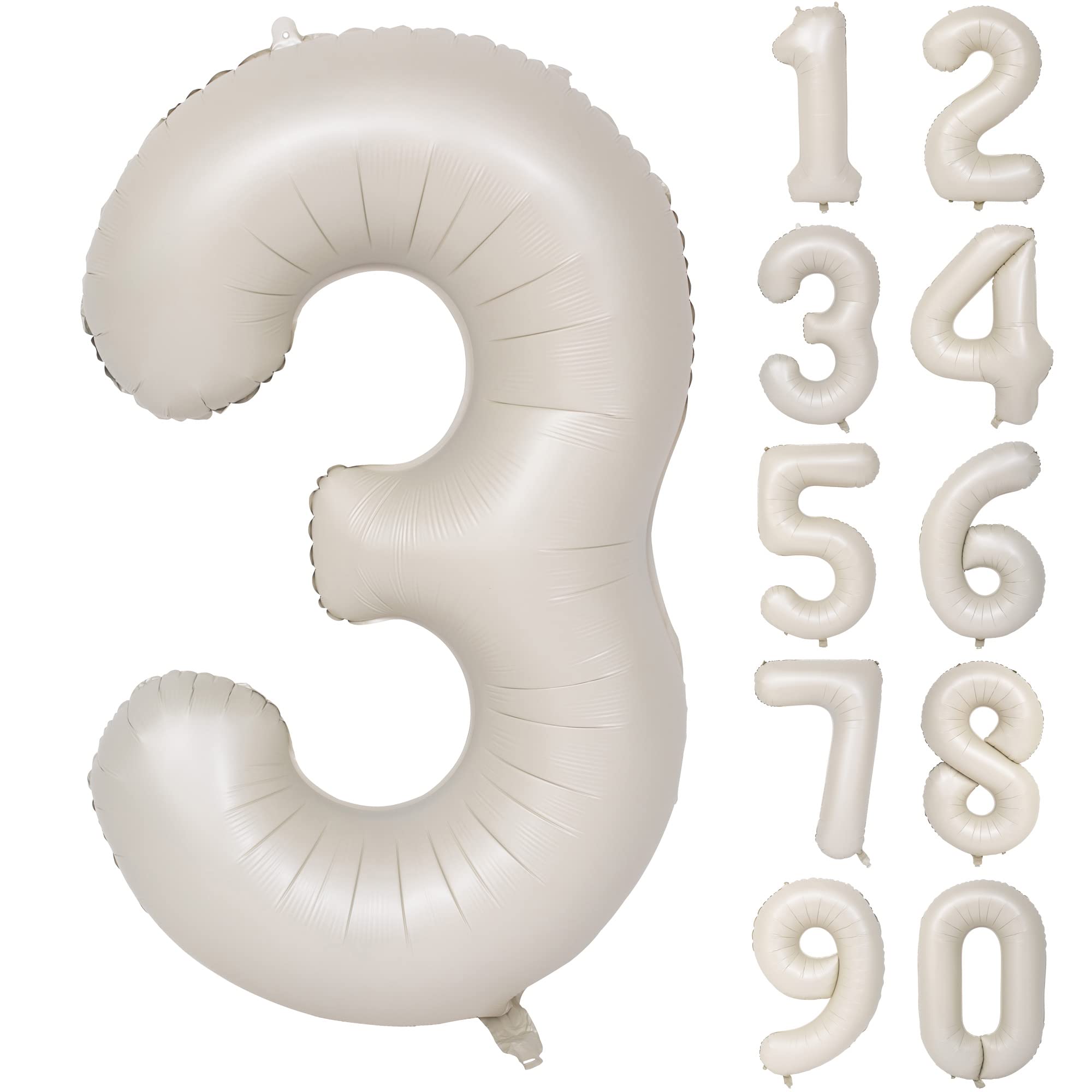 40 In Cream white Number Balloons Helium Foil Mylar Balloon Birthday Party banquet Decoration Digital 3