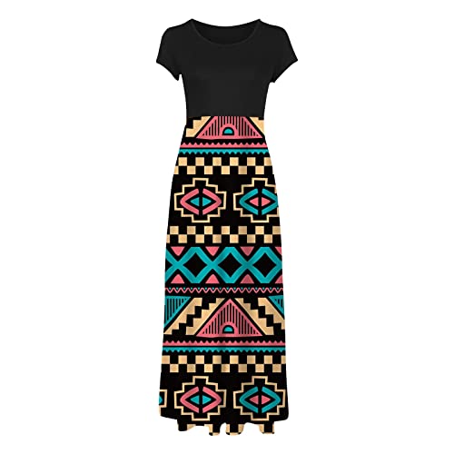 Women's Print Sundress 2023 Easter Day St. Patrick's Day Generic Plus Size Black Tie Dresses for Wedding Guest Closet Store Casual Summer Dresses Below The Knee Belted Asymmetric Hem Black Maxi Dress