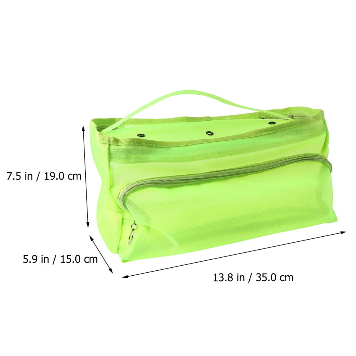 EXCEART Mesh Knitting Bag Woolen Yarn Tote Organizer Net Bag with Zipper Closure Carrying Knitting Needles Sewing Accessories (Light Green)