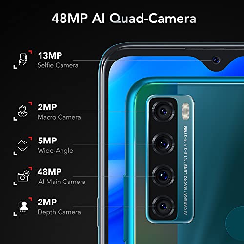 TCL 20 SE 6.82" Unlocked Cellphone, 4GB RAM + 128GB ROM, US Version Android Smartphone 48MP AI Quad-Camera, 5000mAh Mobile Phone, Dual Speaker, OTG Reverse Charging, Android 11, Aurora Green