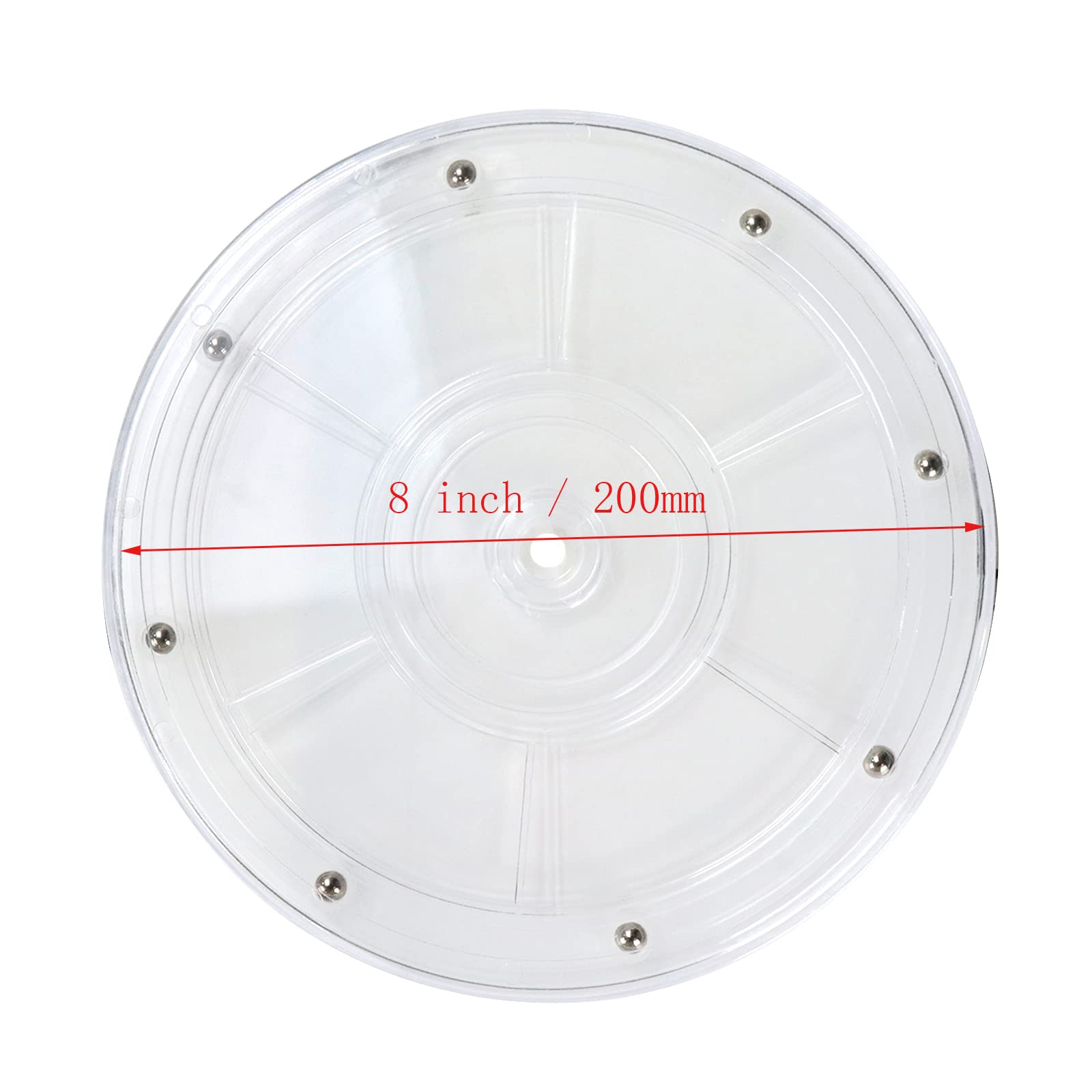 Geesatis 2 Pcs Acrylic Lazy Susan 8 inch/200 mm Rotating Turntable Organizer Bearings Round Swivel Plate, Clear