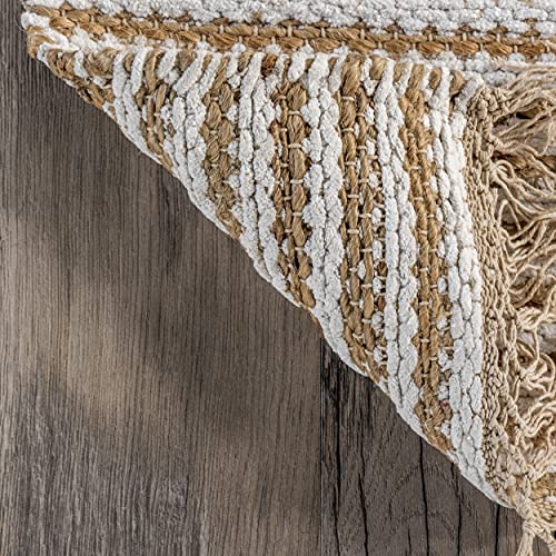 nuLOOM Clea Hand Woven Geometric Flatweave Tassel Area Rug, 8' x 10', Natural