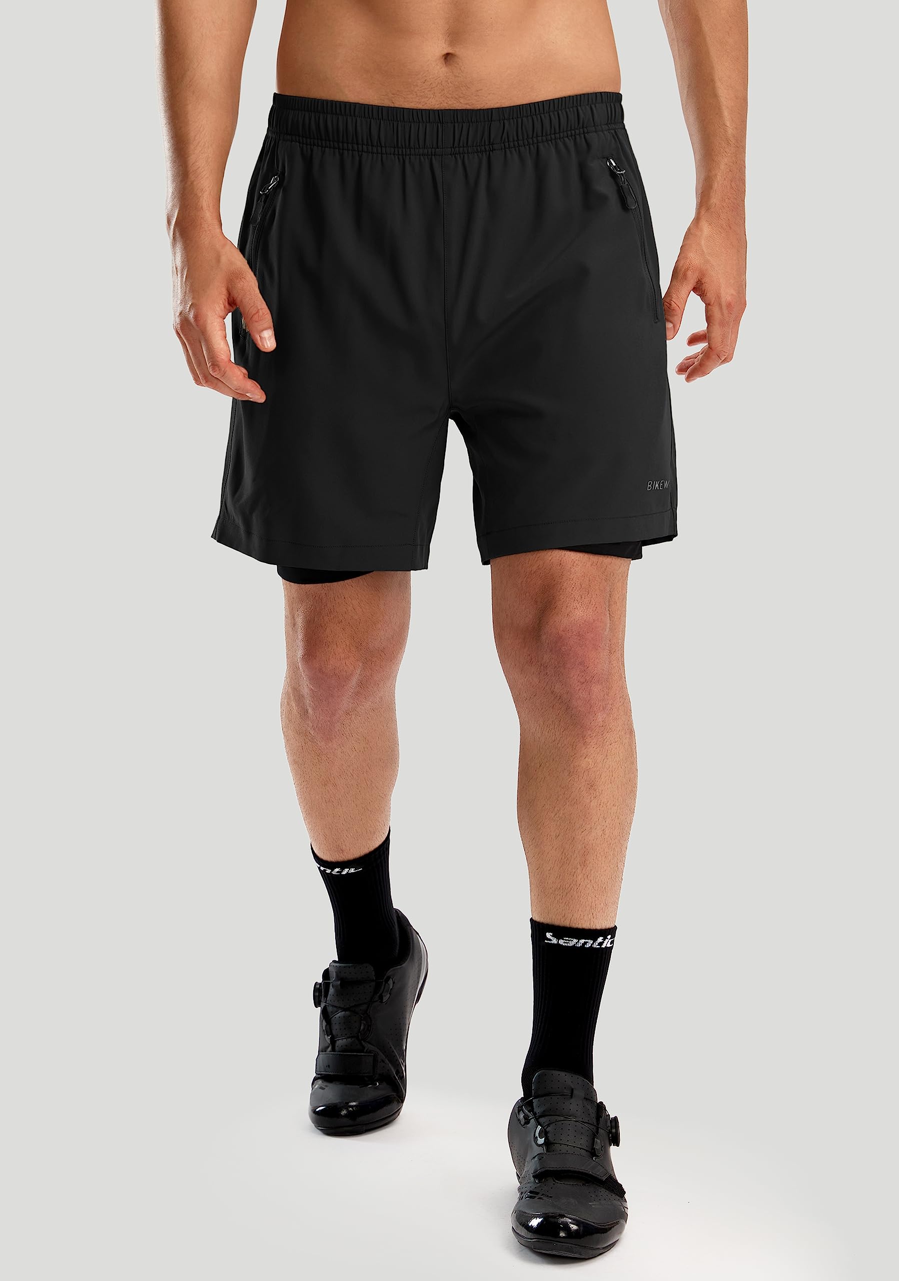 Men's Mountain Bike Shorts 3D Padded Loose-fit Biking Riding Cycling Bicycle Biker Cycle Padding Shorts for Men Zipper Pockets(Black,S)