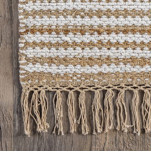 nuLOOM Clea Hand Woven Geometric Flatweave Tassel Area Rug, 8' x 10', Natural
