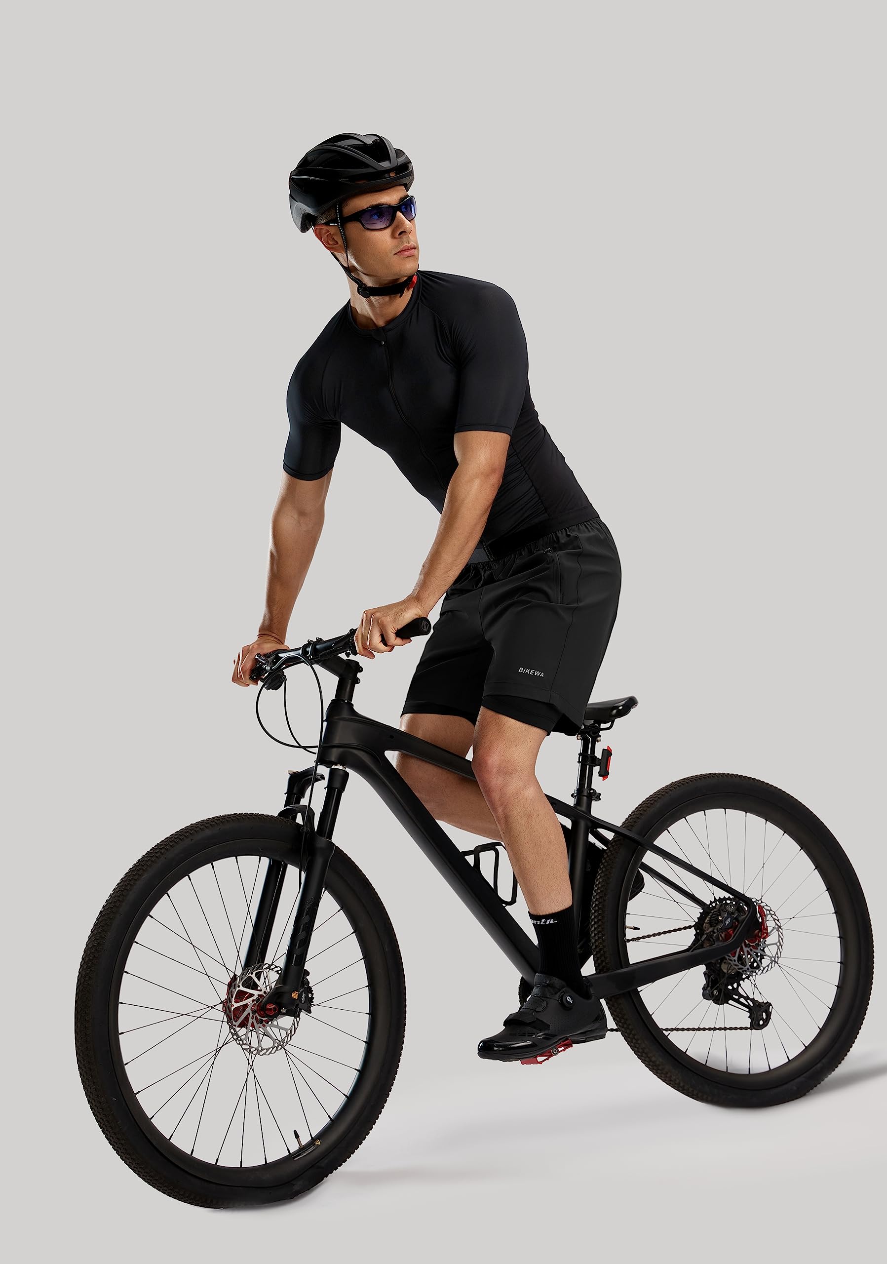 Men's Mountain Bike Shorts 3D Padded Loose-fit Biking Riding Cycling Bicycle Biker Cycle Padding Shorts for Men Zipper Pockets(Black,S)