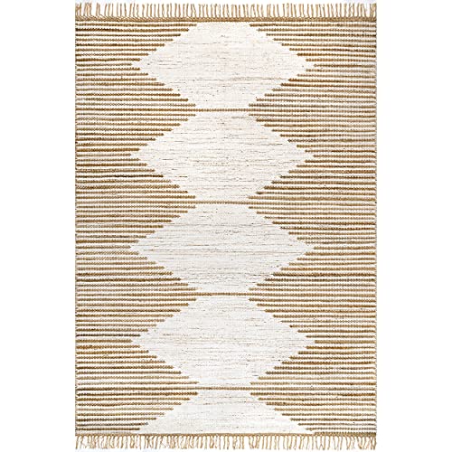 nuLOOM Clea Hand Woven Geometric Flatweave Tassel Area Rug, 8' x 10', Natural