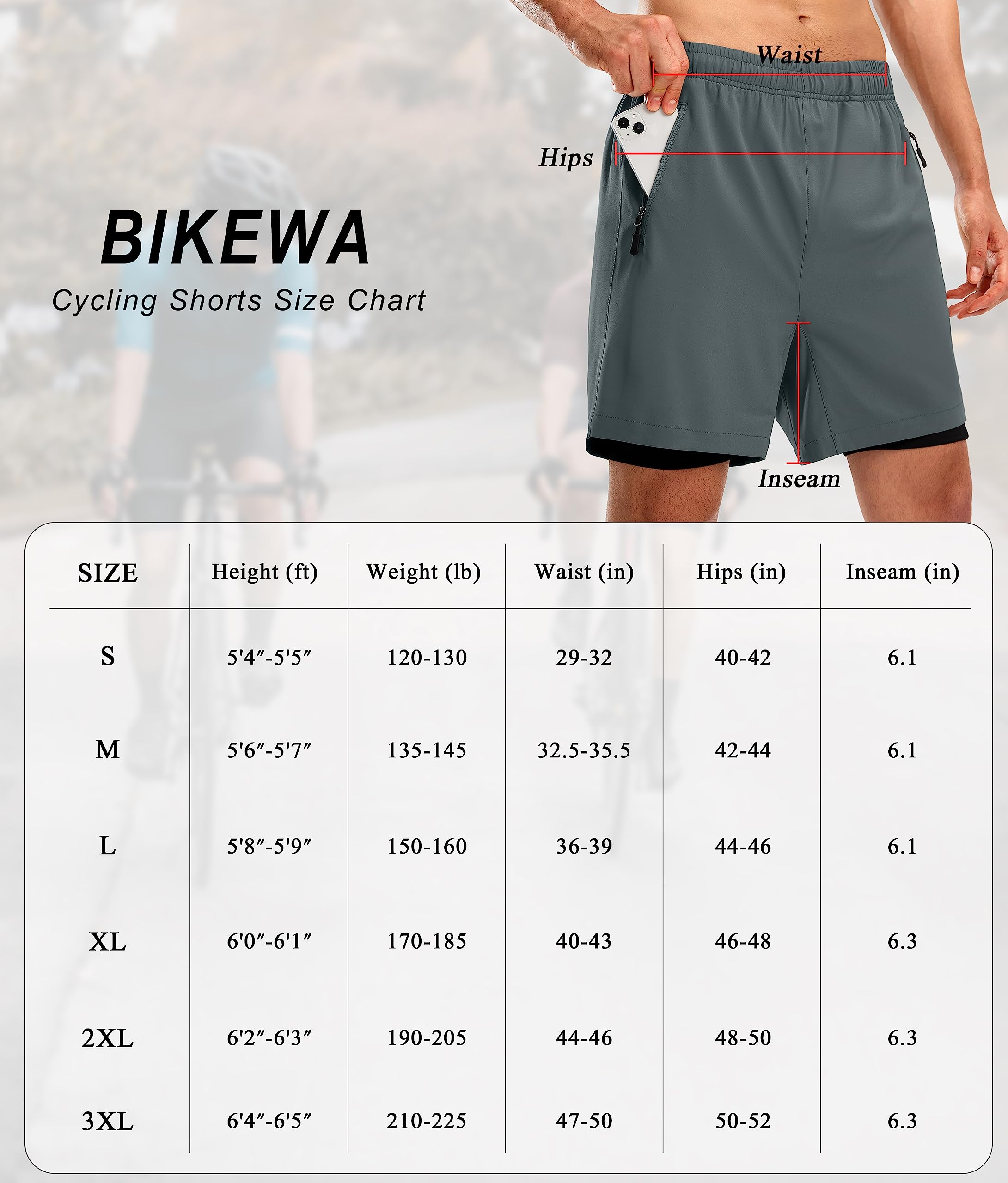 Men's Mountain Bike Shorts 3D Padded Loose-fit Biking Riding Cycling Bicycle Biker Cycle Padding Shorts for Men Zipper Pockets(Black,S)