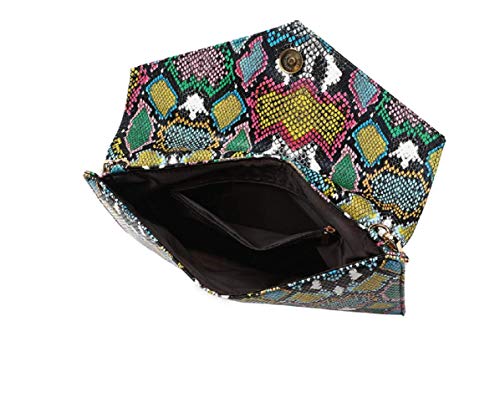 Dolce Na Women Snakeskin Pattern Handbag Envelope Clutch Bag Retro Purse (Snakeskin(Blue))