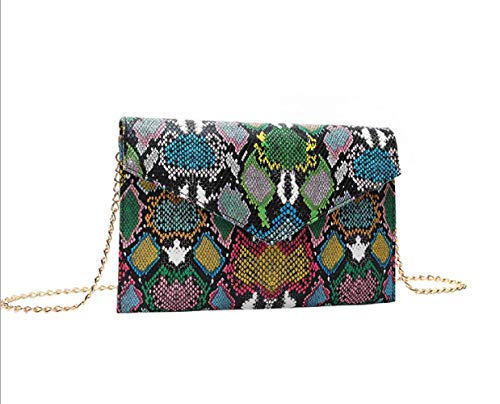 Dolce Na Women Snakeskin Pattern Handbag Envelope Clutch Bag Retro Purse (Snakeskin(Blue))