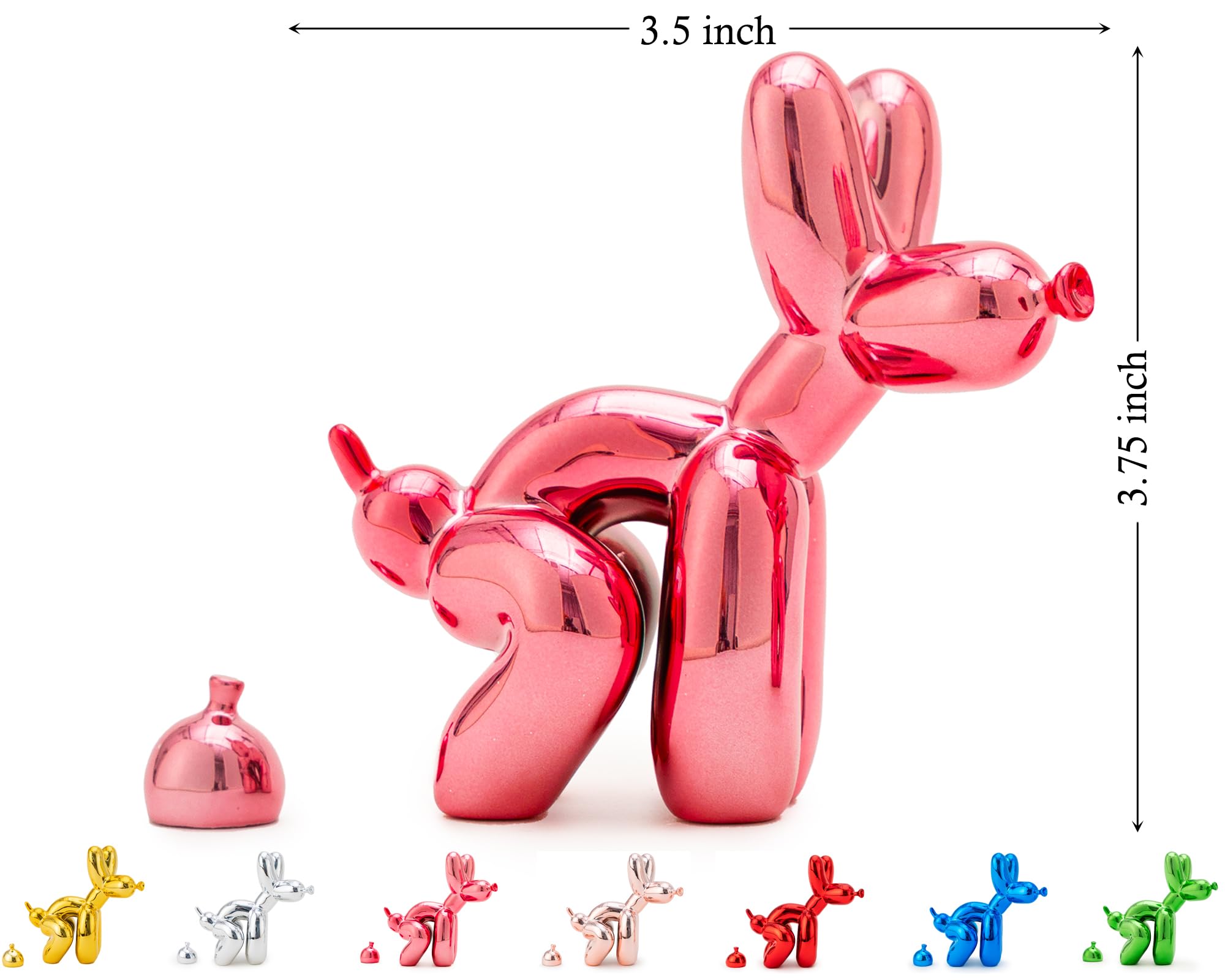 Artconal Balloon Dog Statue Decor, Shiny Pink Small Knick Knacks Decoration, White Elephant Funny Gag Gifts Package, Humorous Balloon Animal Art Decoration