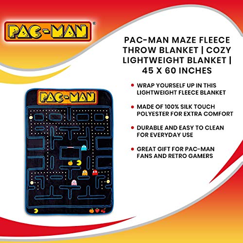 Pac-Man Maze Throw Blanket | Cozy Fleece Blanket | Super Soft Lightweight Blanket | 45 x 60 Inches