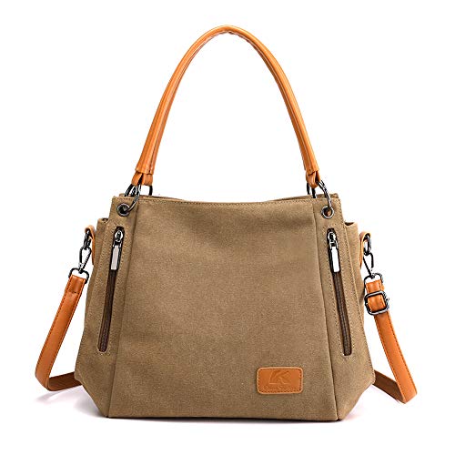 Chikencall Women Vintage Hobo Bag Causal Canvas Shoulder Bags Multi-pocket Daily Purses Shopper Satchels Christmas Tote