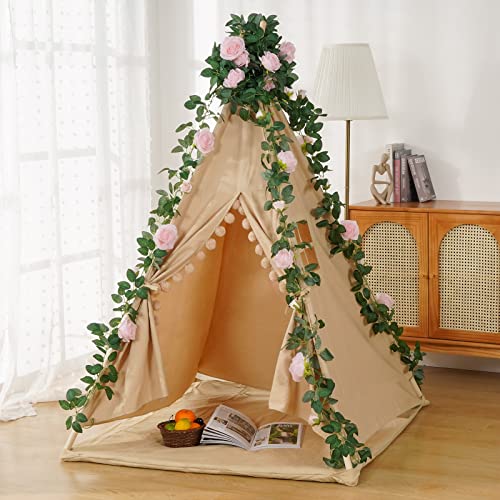MARTINE MALL 2 Pcs 13.2Ft Artificial Pink Rose Garland, Fake Rose Vine Floral Garland for Wedding Party, Garden, Home, Table, Wall Decor