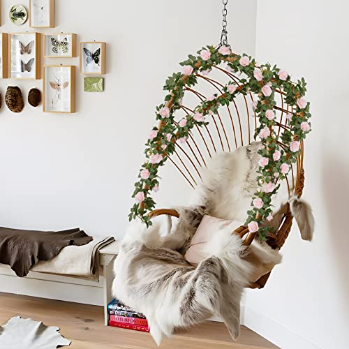 MARTINE MALL 2 Pcs 13.2Ft Artificial Pink Rose Garland, Fake Rose Vine Floral Garland for Wedding Party, Garden, Home, Table, Wall Decor