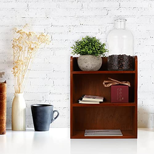 VOSAREA Floating Shelf Rack Wooden Figurine Shadow Box Drawer Organizer for Wall Mount Counter Top Cabinet Wood Color