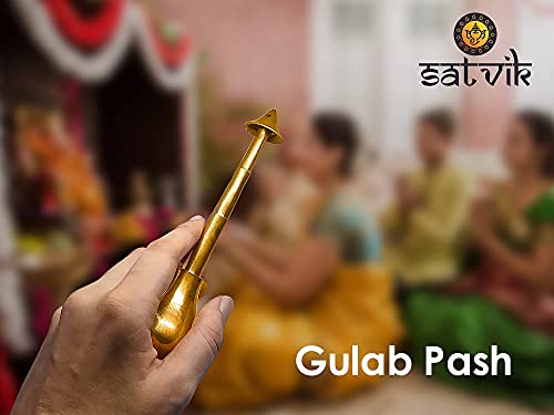 Craftsman SATVIK Brass Gulab Pash 7.5 Inch Holy Water Sprinkler Rose Water Aspergillum Aspergil Religious Divine Pot