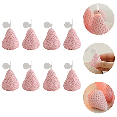 VALICLUD 8 Pcs Mini Scented Candles Strawberry Shaped Aromatherapy Candle Decorative Fragrance Candle for Table Scatter Photo Booth Props Pink