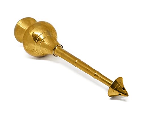 Craftsman SATVIK Brass Gulab Pash 7.5 Inch Holy Water Sprinkler Rose Water Aspergillum Aspergil Religious Divine Pot