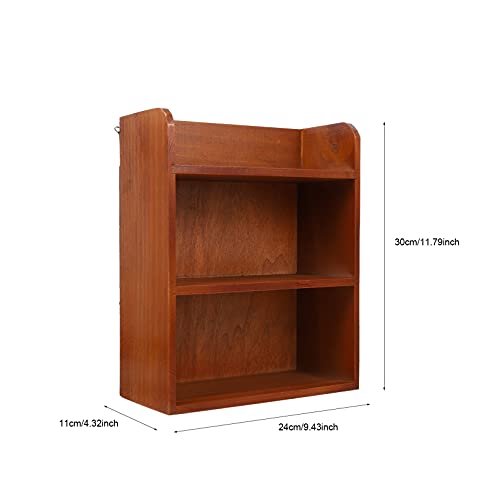 VOSAREA Floating Shelf Rack Wooden Figurine Shadow Box Drawer Organizer for Wall Mount Counter Top Cabinet Wood Color