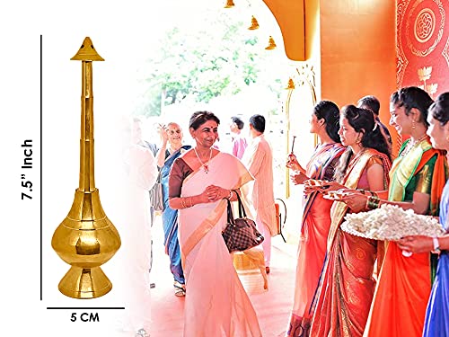 Craftsman SATVIK Brass Gulab Pash 7.5 Inch Holy Water Sprinkler Rose Water Aspergillum Aspergil Religious Divine Pot