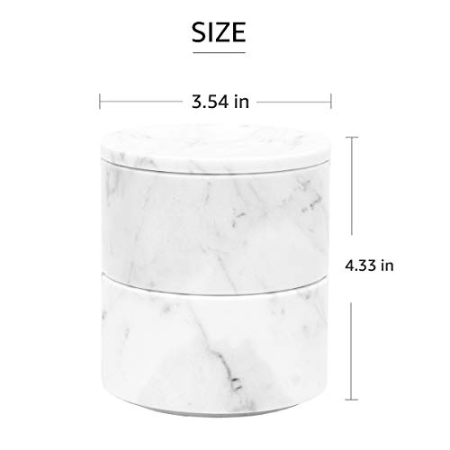 JIMEI Marble Jewelry Box Organizer Two-Tier Resin Storage Container with Removable Lid for Ring Necklace Bracelet Earrings, Rings and Accessories